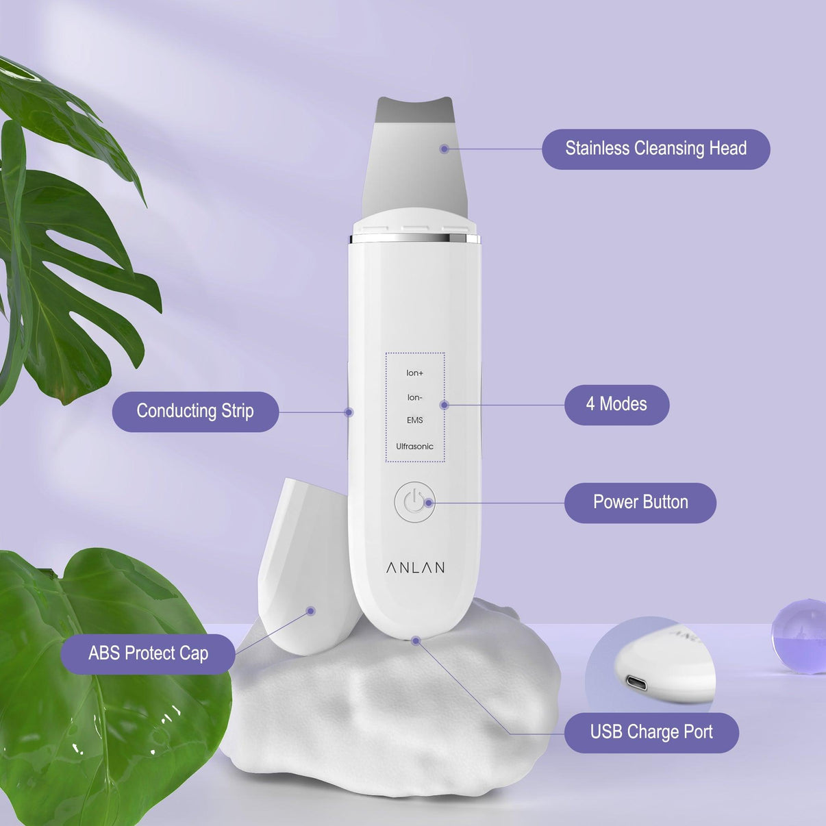 Ultrasonic Skin Scrubber ANLAN Facial Blackhead Remover